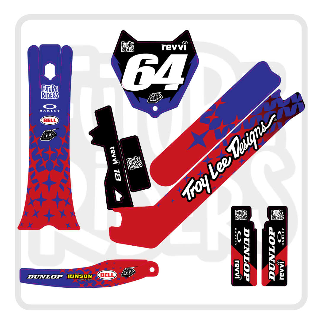 Revvi 18 Inch - Graphics/Sticker Kit - Troy Lee Designs Edition